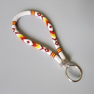 Light Grey Native American Indian Inspired Wristlet Keychain, Gifts for ...