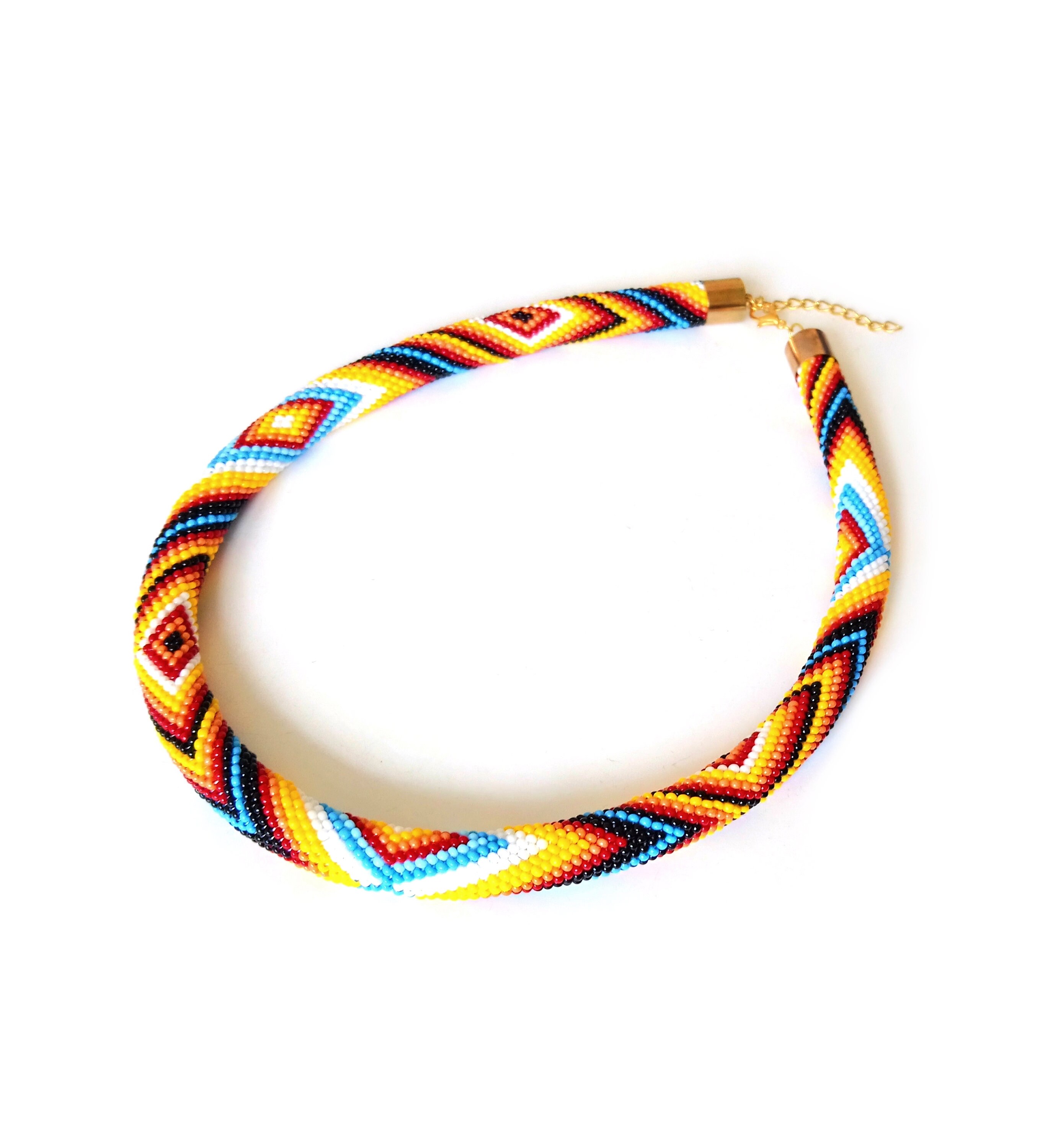 Native American Beadwork Necklace Beaded Crochet Native Style - Etsy