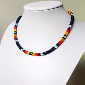 Black Native American Inspired Beadwork Necklace, Indian Style Jewelry ...