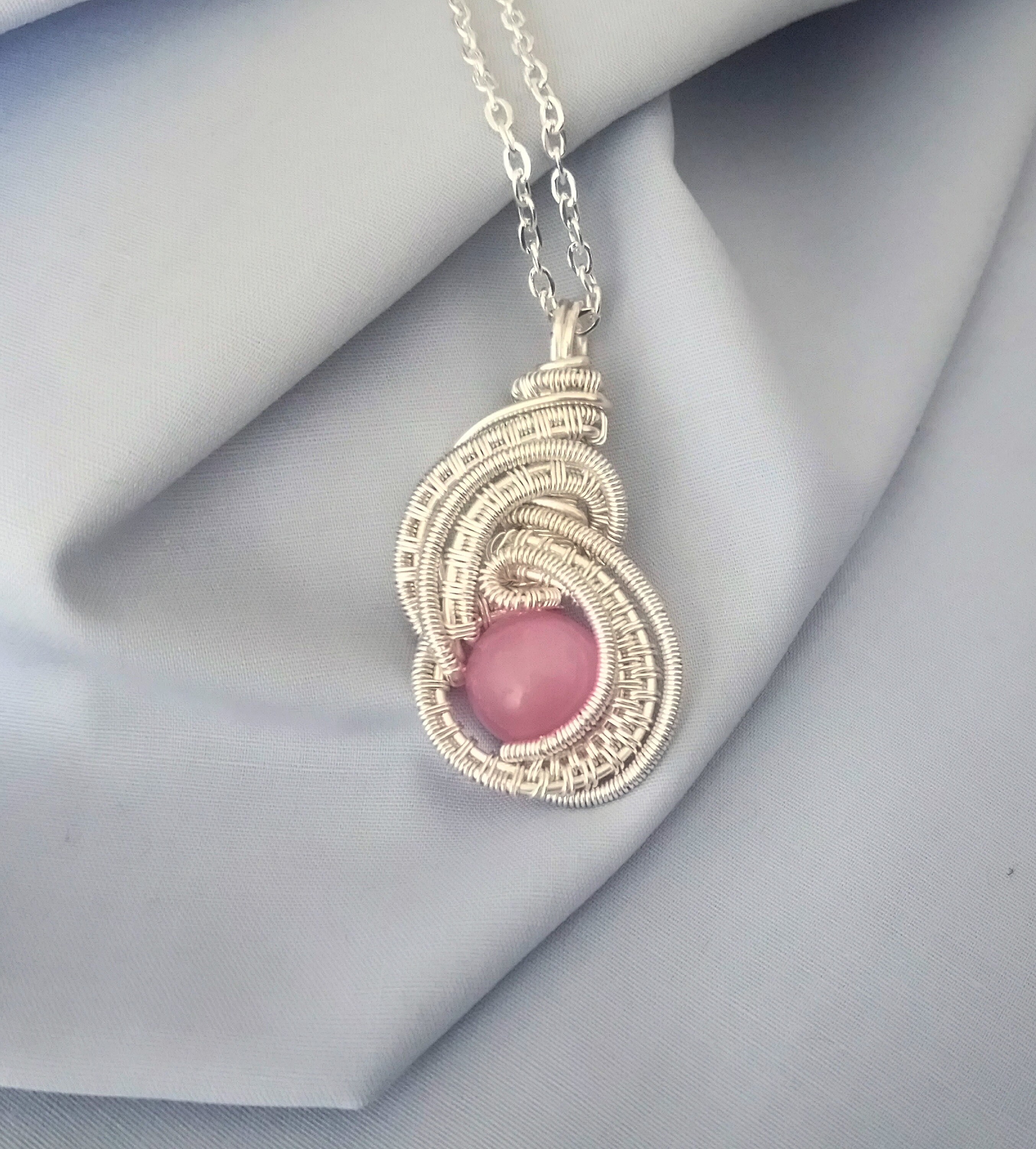 Pink Cat Eye Wire Wrapped Pendant Wire Wrapped Jewelry Gift - Etsy UK
