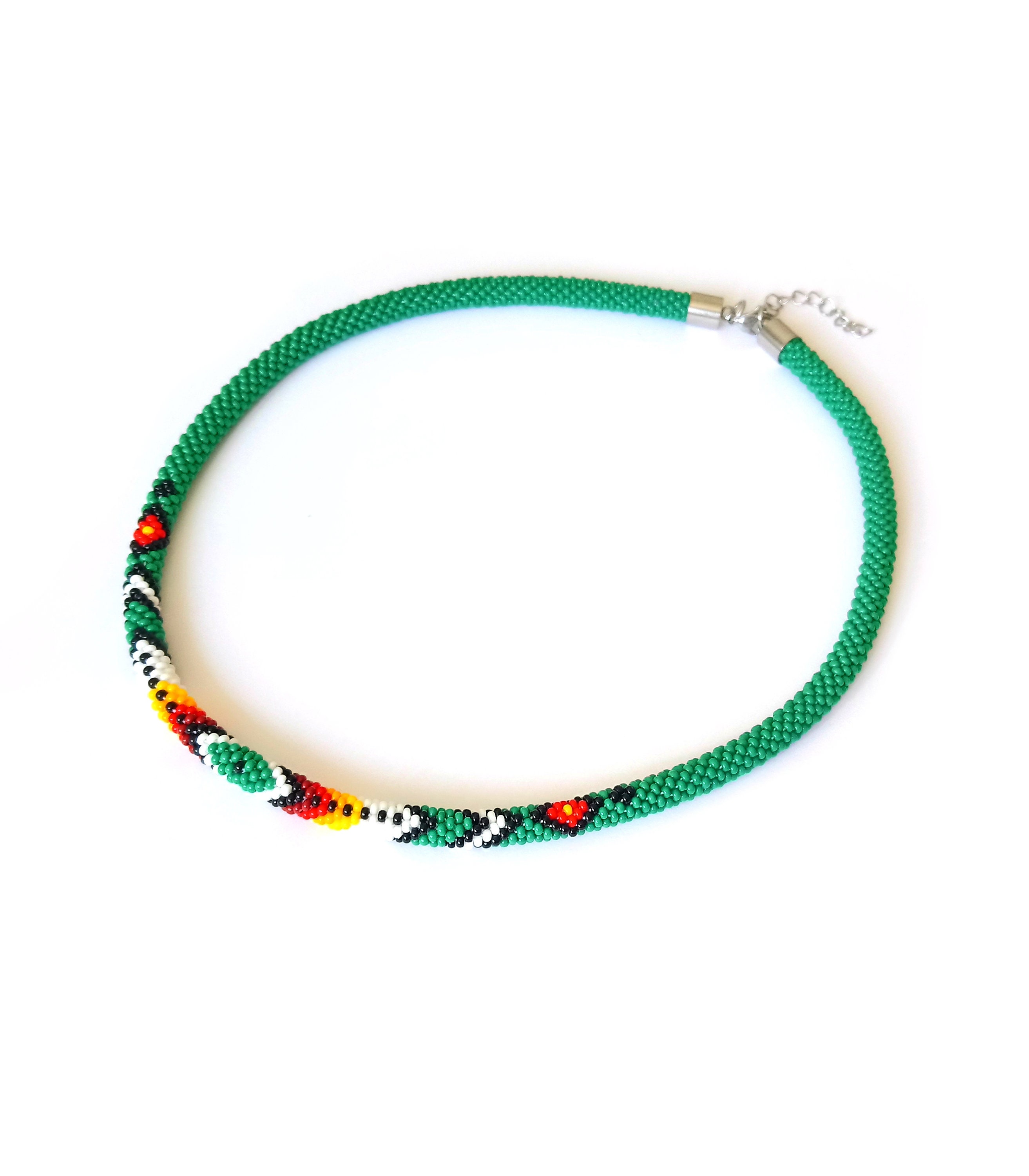 PINE GREEN Native American Beadwork Necklace Indian Style - Etsy