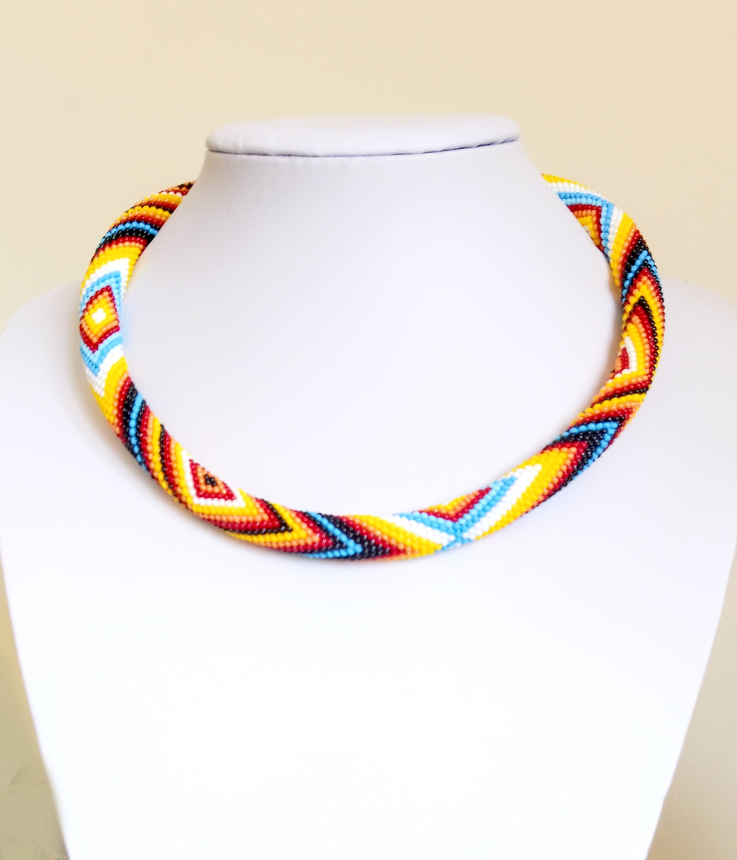 Native American Beadwork Necklace Beaded Crochet Native Style - Etsy