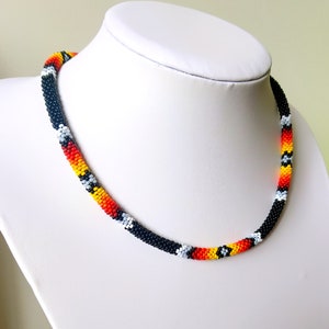 Black Native American Inspired Beadwork Necklace, Indian Style Jewelry ...