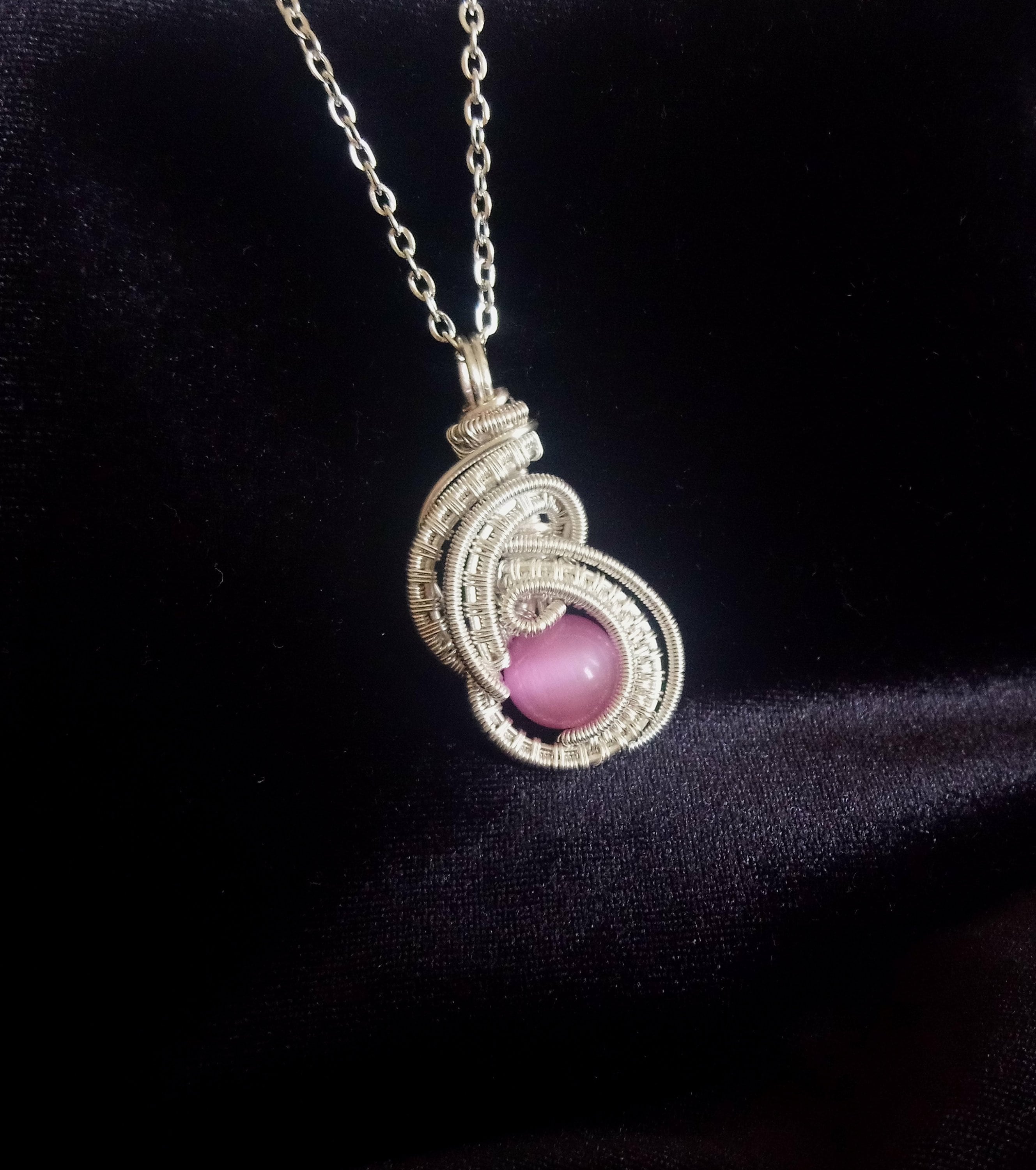 Pink Cat Eye Wire Wrapped Pendant Wire Wrapped Jewelry Gift - Etsy UK