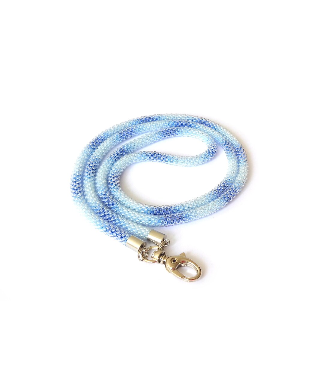 Blue Gradient Bead Crochet Lanyard, Birthday Gifts for Her, Teacher ...