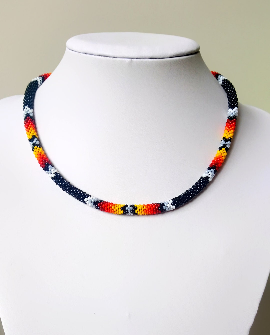 Black Native American Inspired Beadwork Necklace, Indian Style Jewelry ...