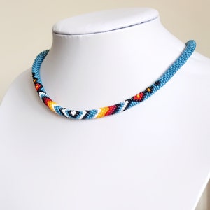 Thin Native American Inspired Beadwork Necklace, Indian Style Jewelry ...