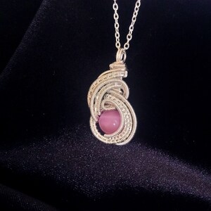 Pink Cat Eye Wire Wrapped Pendant, Wire Wrapped Jewelry, Gift for Women ...