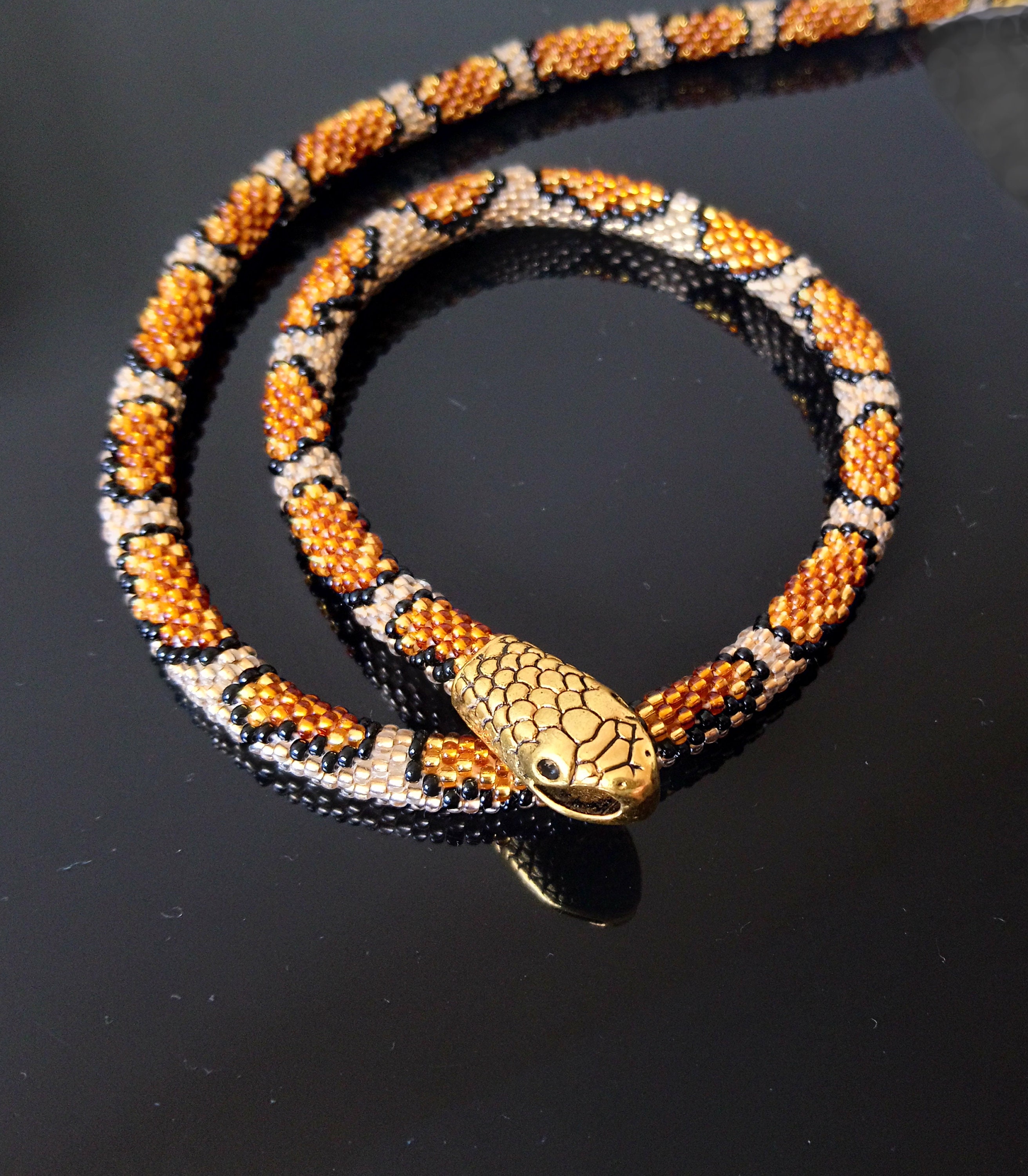 Snake Crochet Beaded Rope Necklace Ouroboros Snake Jewelry - Etsy