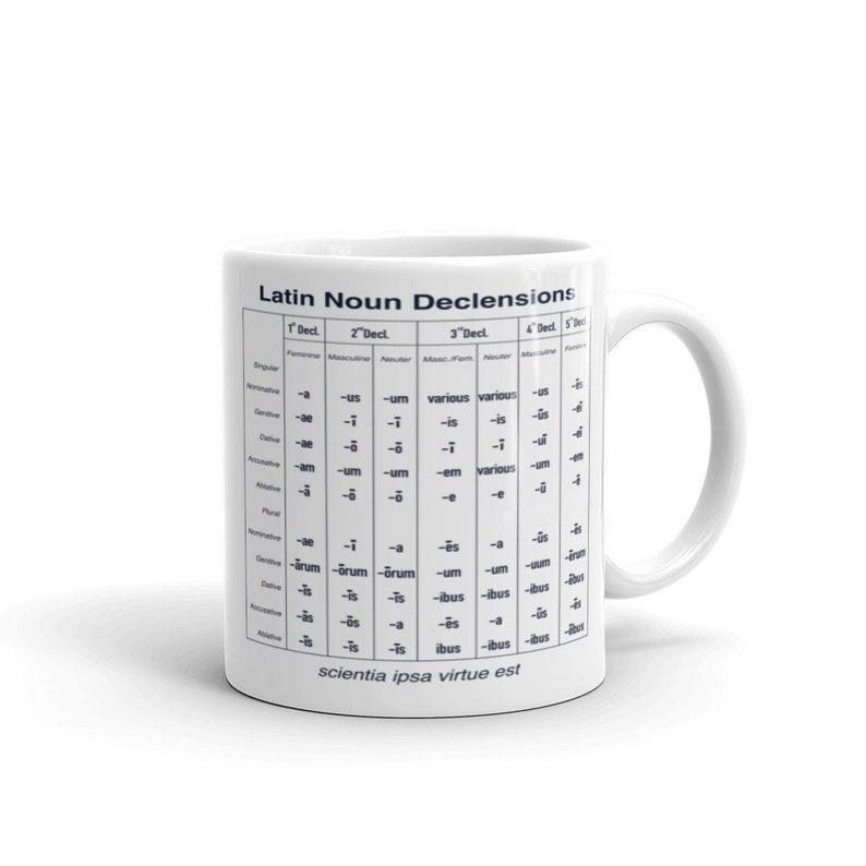 Latin Noun Declensions Mug for Students, Professors and Classical ...