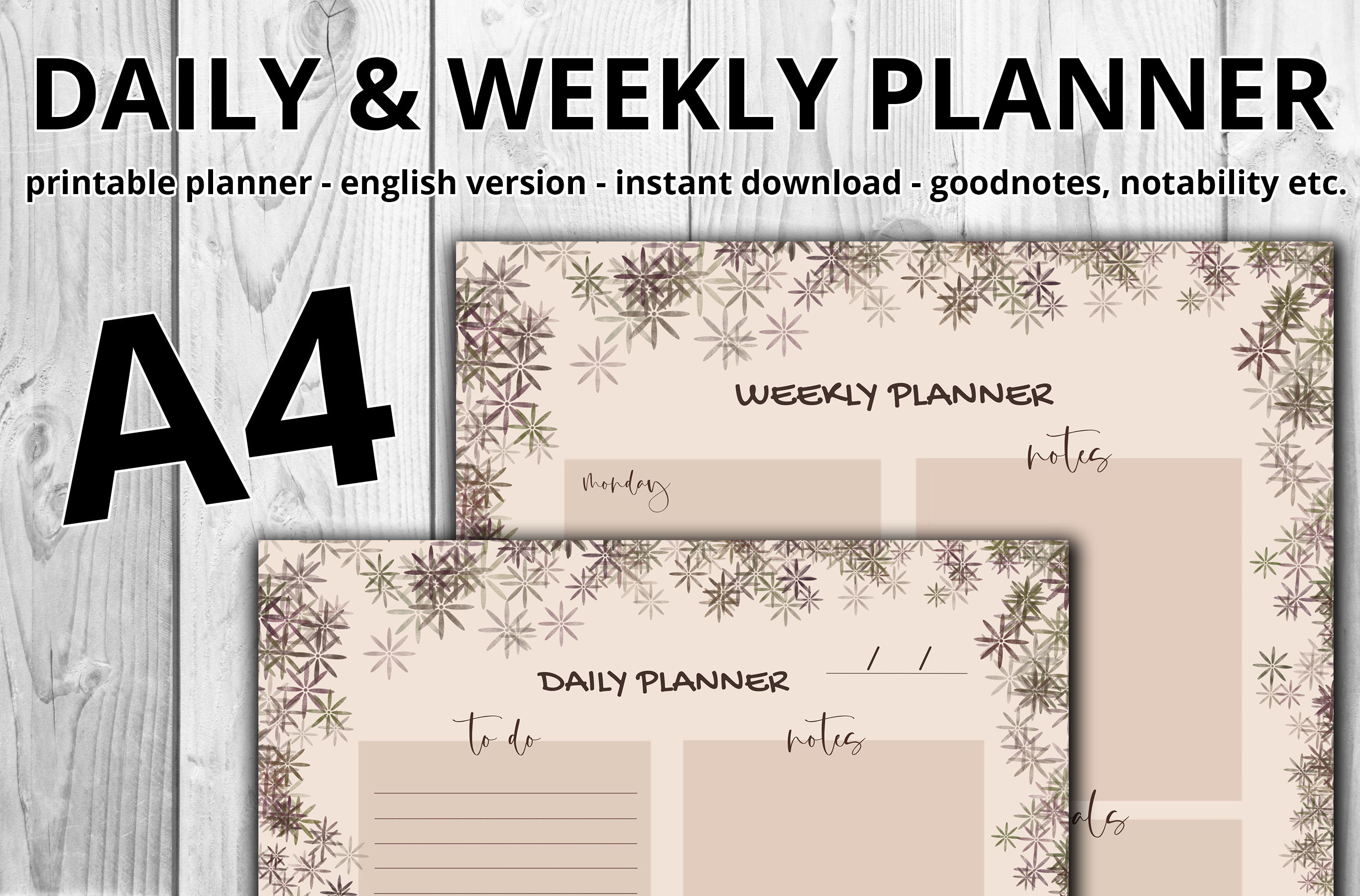 Daily & weekly planner Eng Planer Digitalplaner | Etsy