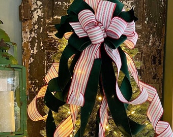 Red Ribbon Tree Topper - Etsy