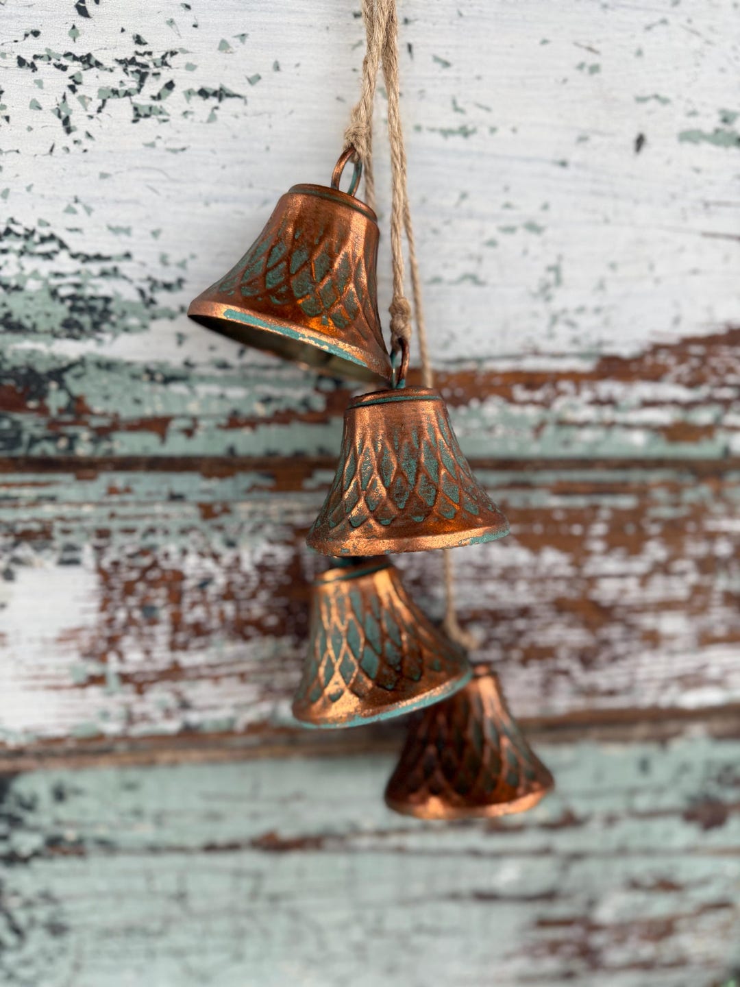 Vintage Style Sleigh Bell Cluster, Copper Color Farmhouse Christmas ...