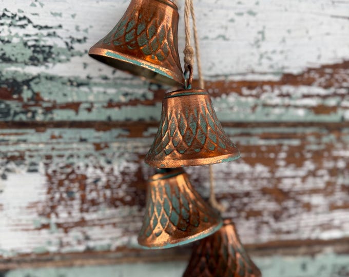Vintage Style Sleigh Bell Cluster, Copper Color Farmhouse Christmas ...