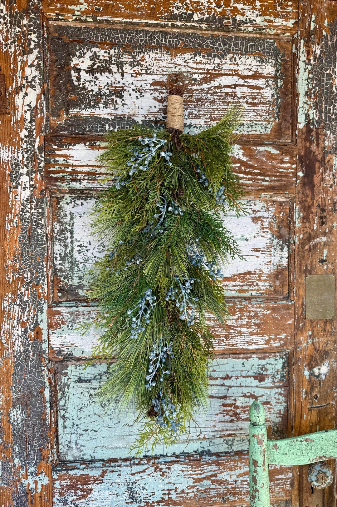 Artificial Juniper Swag for Front Door, Pine Christmas Wreath for Door ...