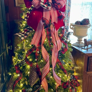 The Renee Red Black & White Cardinal Luxury Christmas Tree Topper Bow ...