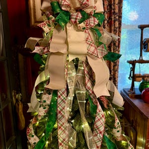 The Ivy Cream & Gold Christmas Tree Topper Bow, Christmas Tree Trimming ...