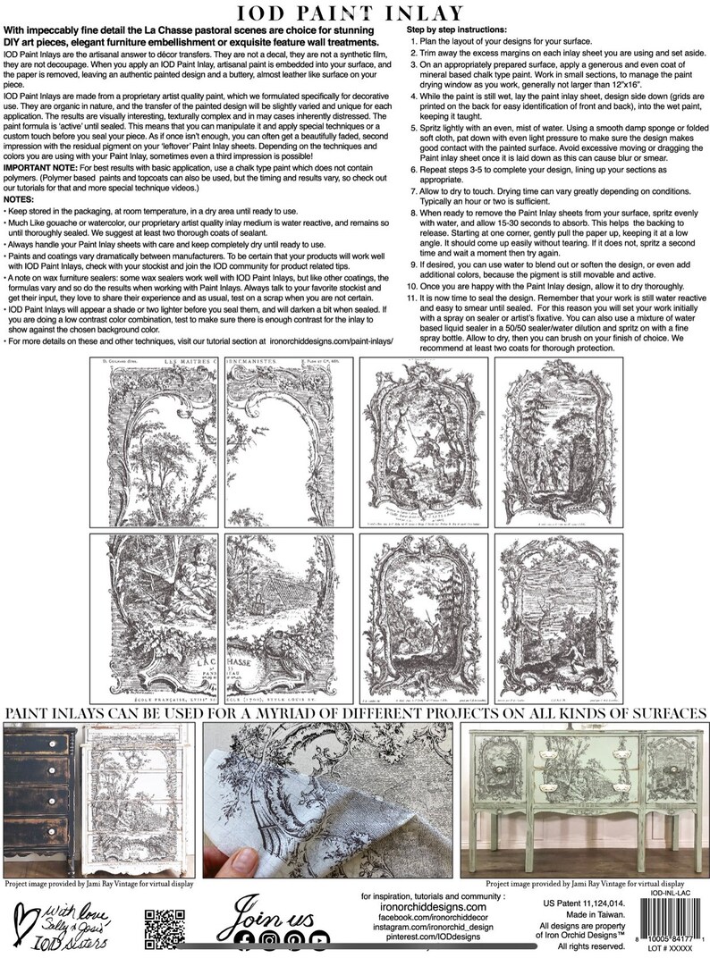 IOD La Chasse Paint Inlay Sheet Paint Transfers for Crafts - Etsy