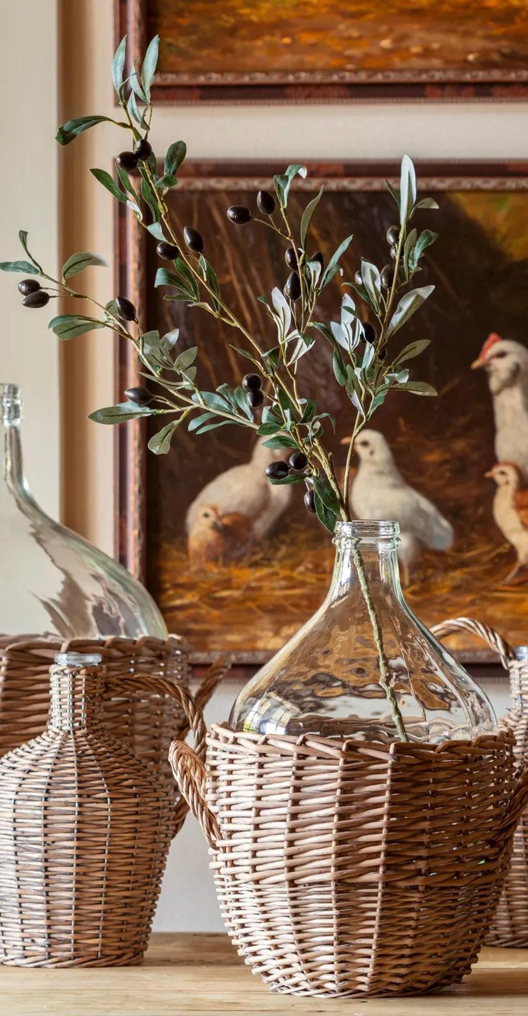 Artificial Black Olive Branch, XL Olive Branch for Vase, Green Olive ...