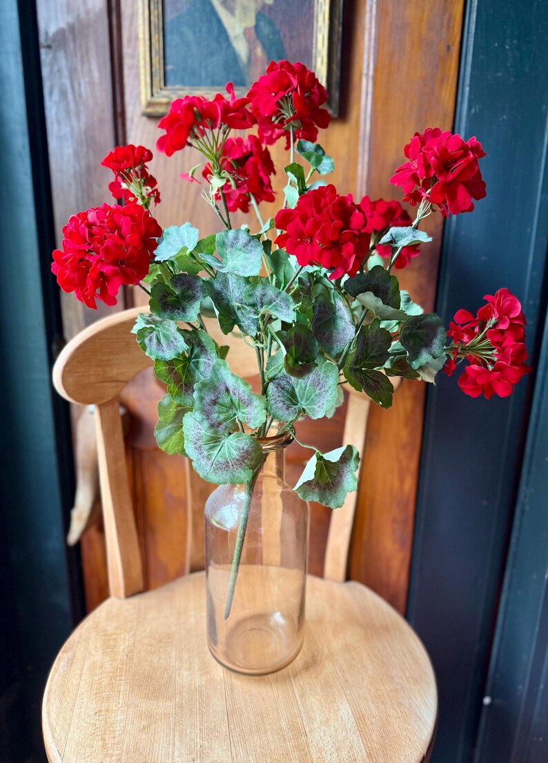 Artificial Red Geranium Bush, Summer Floral Display - Etsy