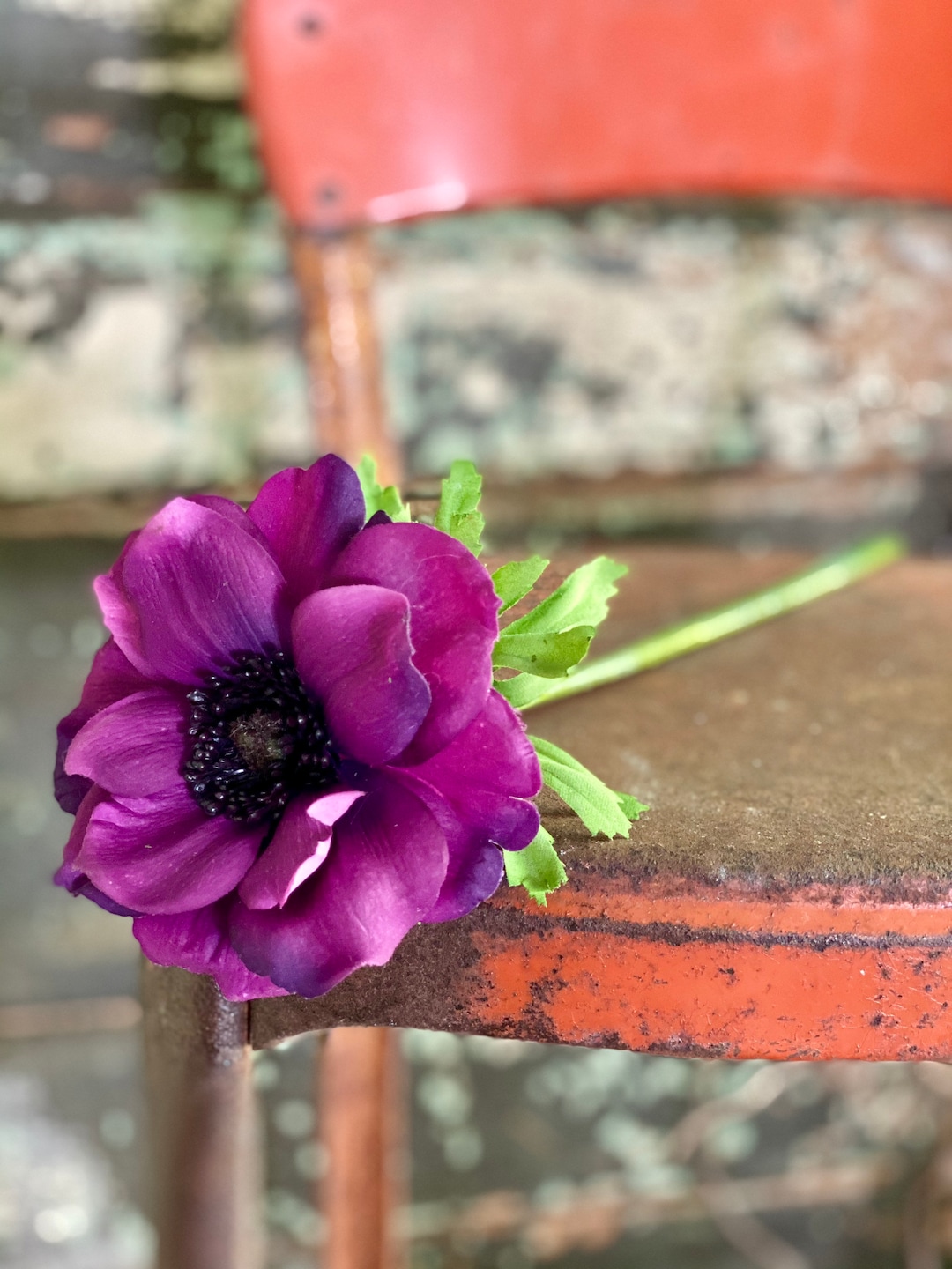 Artificial Purple Anemone Stem, Wedding Flower, Real Look Faux Anemone ...