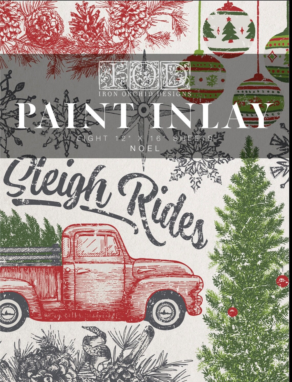 IOD Noel Holiday Paint Inlay Sheet Paint Transfers for - Etsy