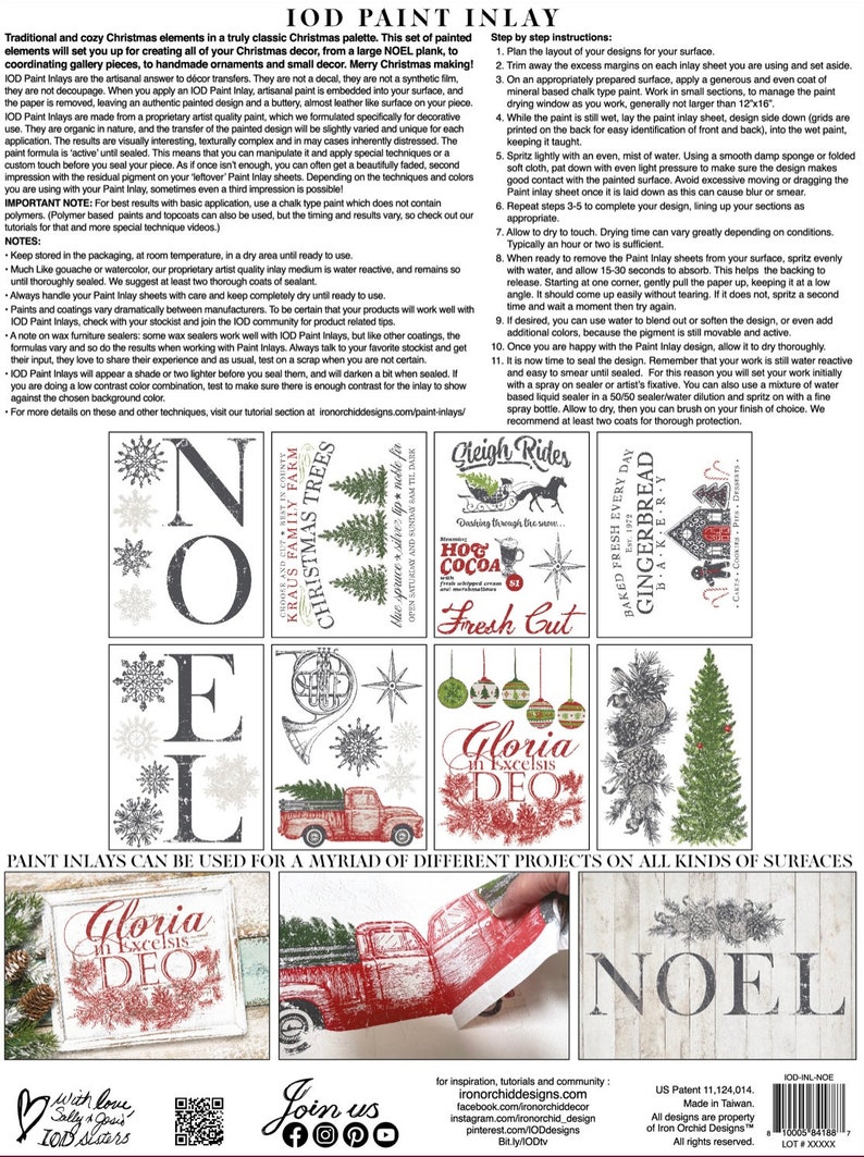IOD Noel Holiday Paint Inlay Sheet Paint Transfers for - Etsy