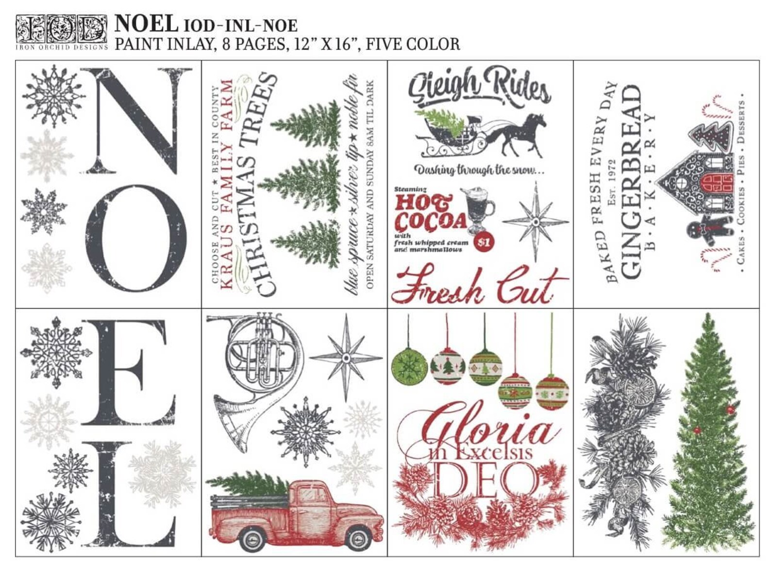 IOD Noel Holiday Paint Inlay Sheet Paint Transfers for - Etsy