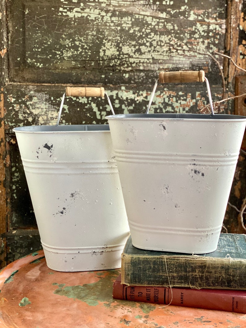 Farmhouse Distressed White Metal Wall Pocket Rustic Hanging - Etsy