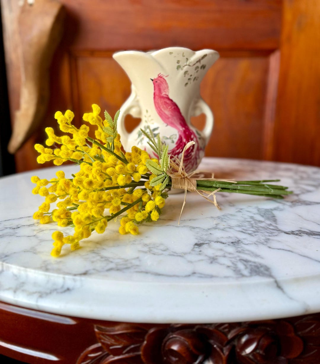 Faux Yellow Mimosa Bud Spray, Silk Flower Stem, Artificial Flower Stem ...