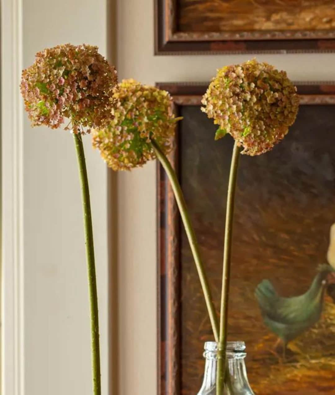 Faux Giant Allium Stem, Artificial Pink & Green Allium, Flowering ...