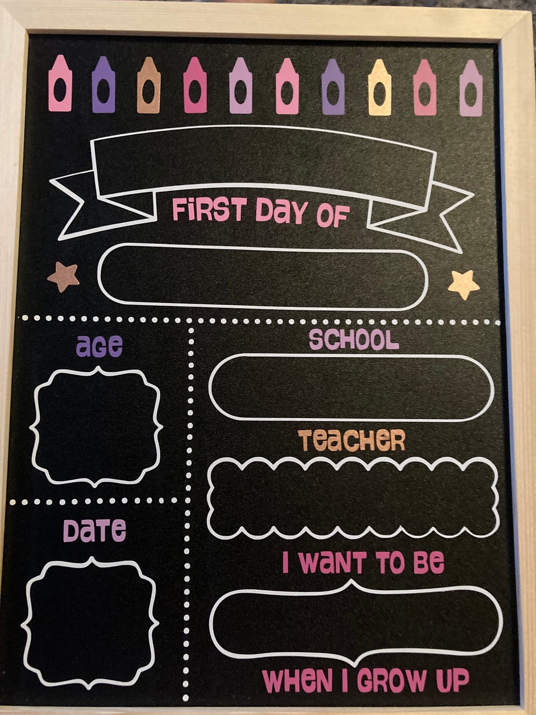 First Day of School Chalkboard With Chalks and Board Rubber. A4 Size ...