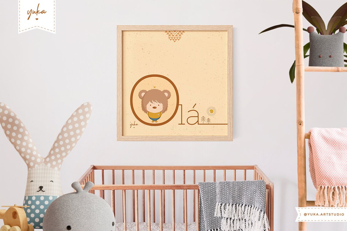 Olá Teddy Bear Illustration / Art Print / Home Decor / - Etsy
