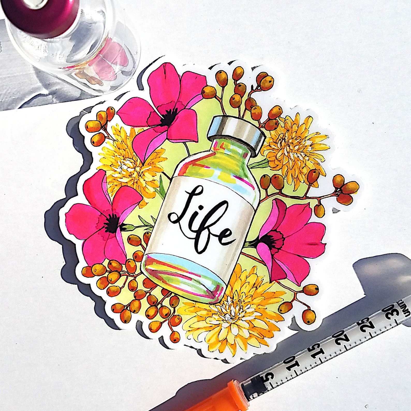 Life Type 1 Diabetes Insulin Vial With Flowers Sticker - Etsy