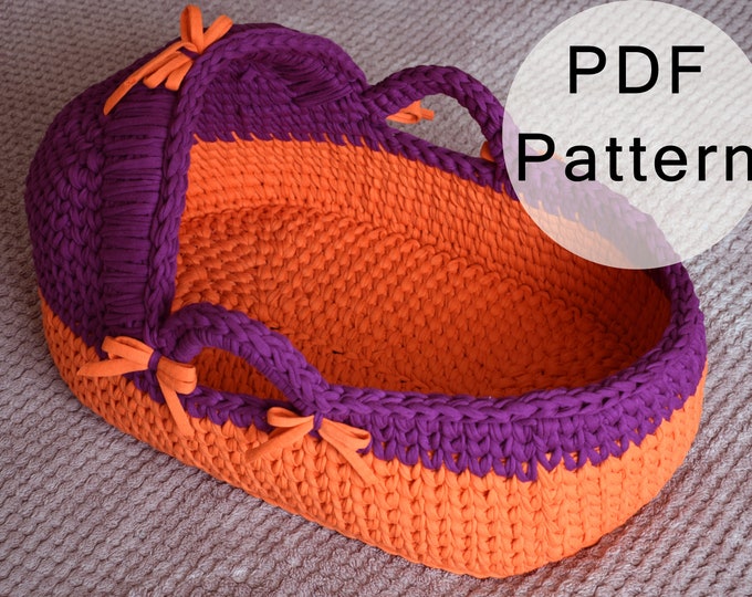 Doll Moses Basket Pattern - CROCHET PATTERN, Doll Basket Pattern, Doll ...