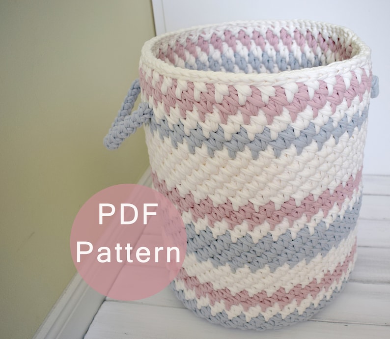 CROCHET PATTERN - Crochet Basket Pattern, Crochet Hamper Pattern, Large ...