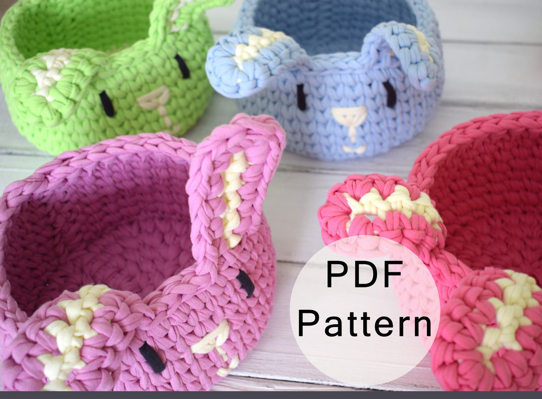 CROCHET PATTERN - Easter Decor DIY, Easter Basket, Crochet Treat Basket ...