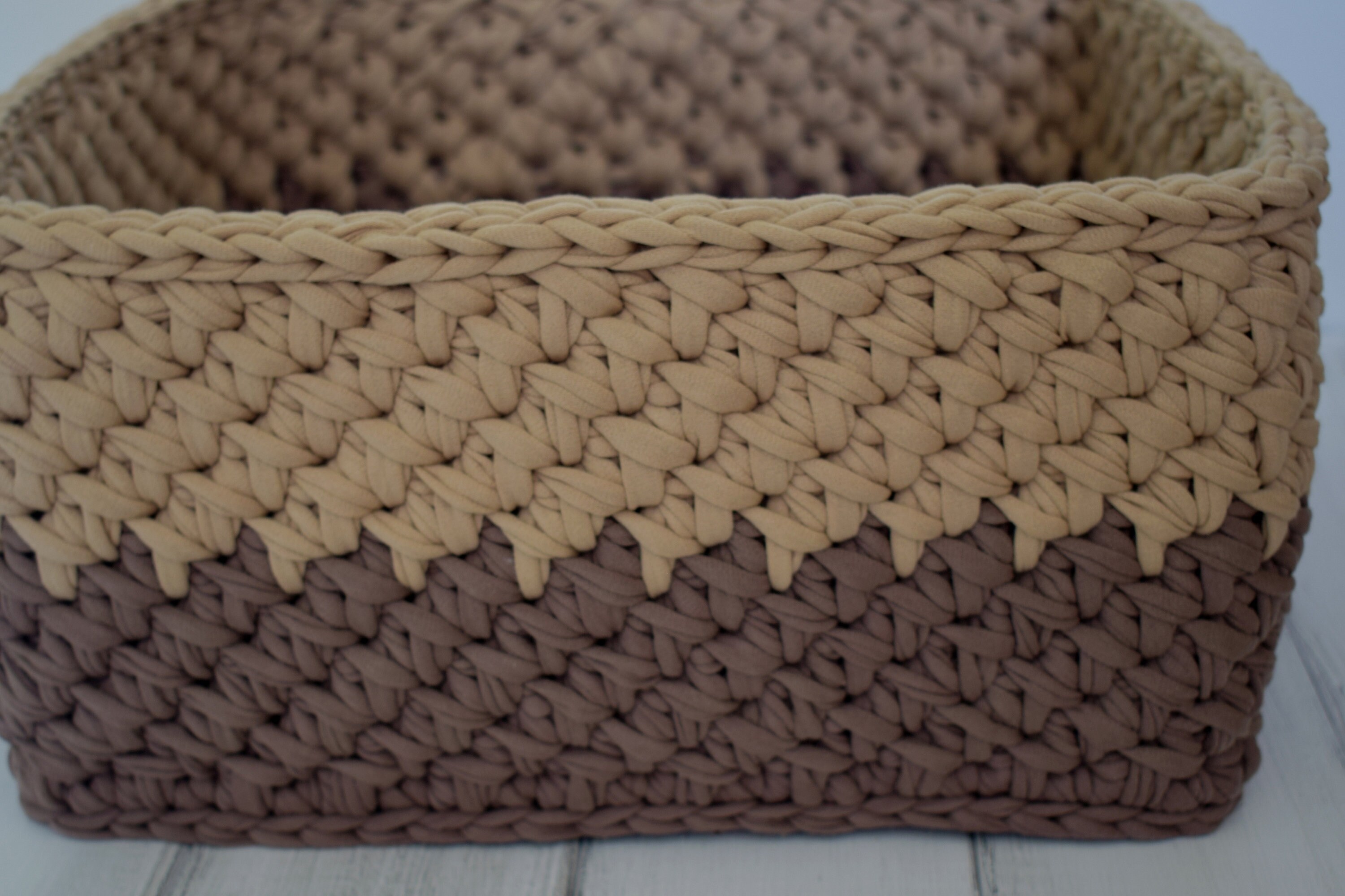CROCHET PATTERN - Crochet Basket Pattern, Square Basket From T-shirt ...