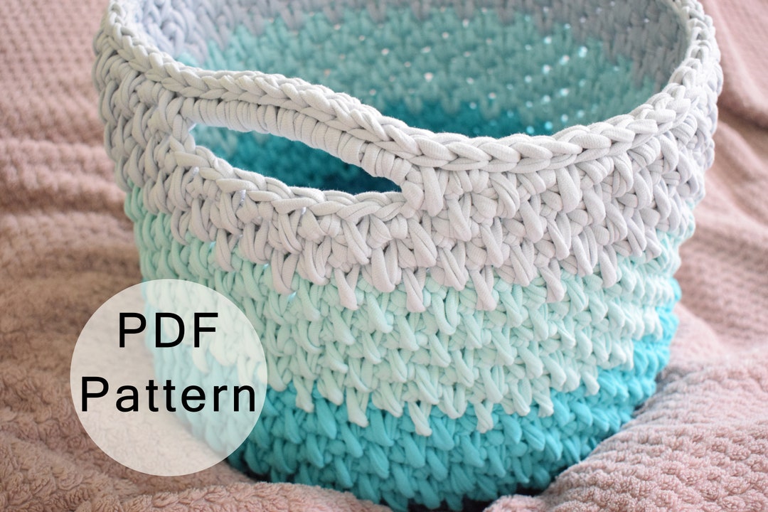 CROCHET PATTERN - Crochet Basket Pattern, Large Basket With Handles ...