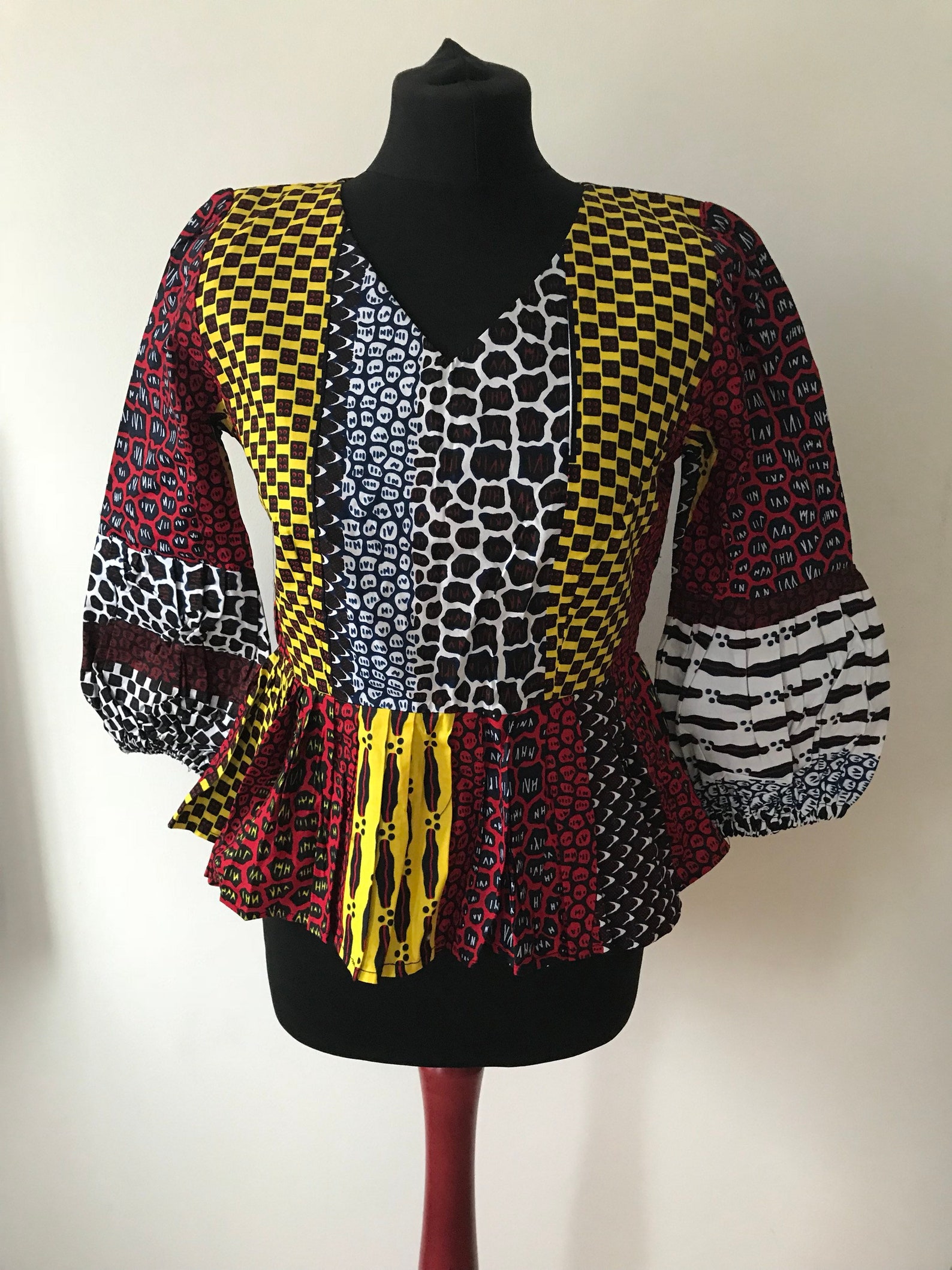Peplum Multi Colour African Print Ankara Top Blouse Ladieswear Etsy
