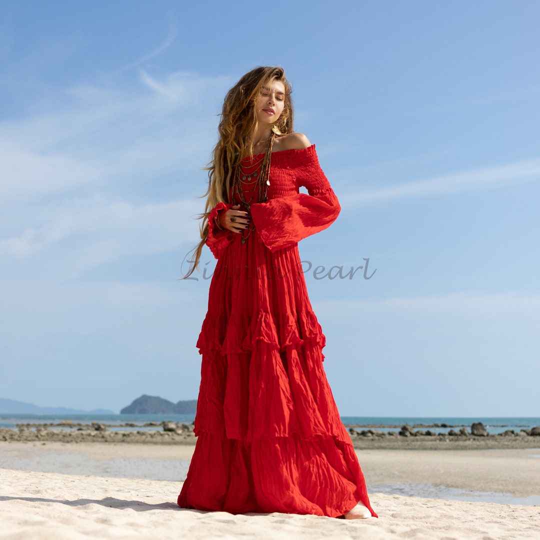 Lucia Wedding Dress Boho Off- Shoulder Bohemian Wedding Dress Festival ...