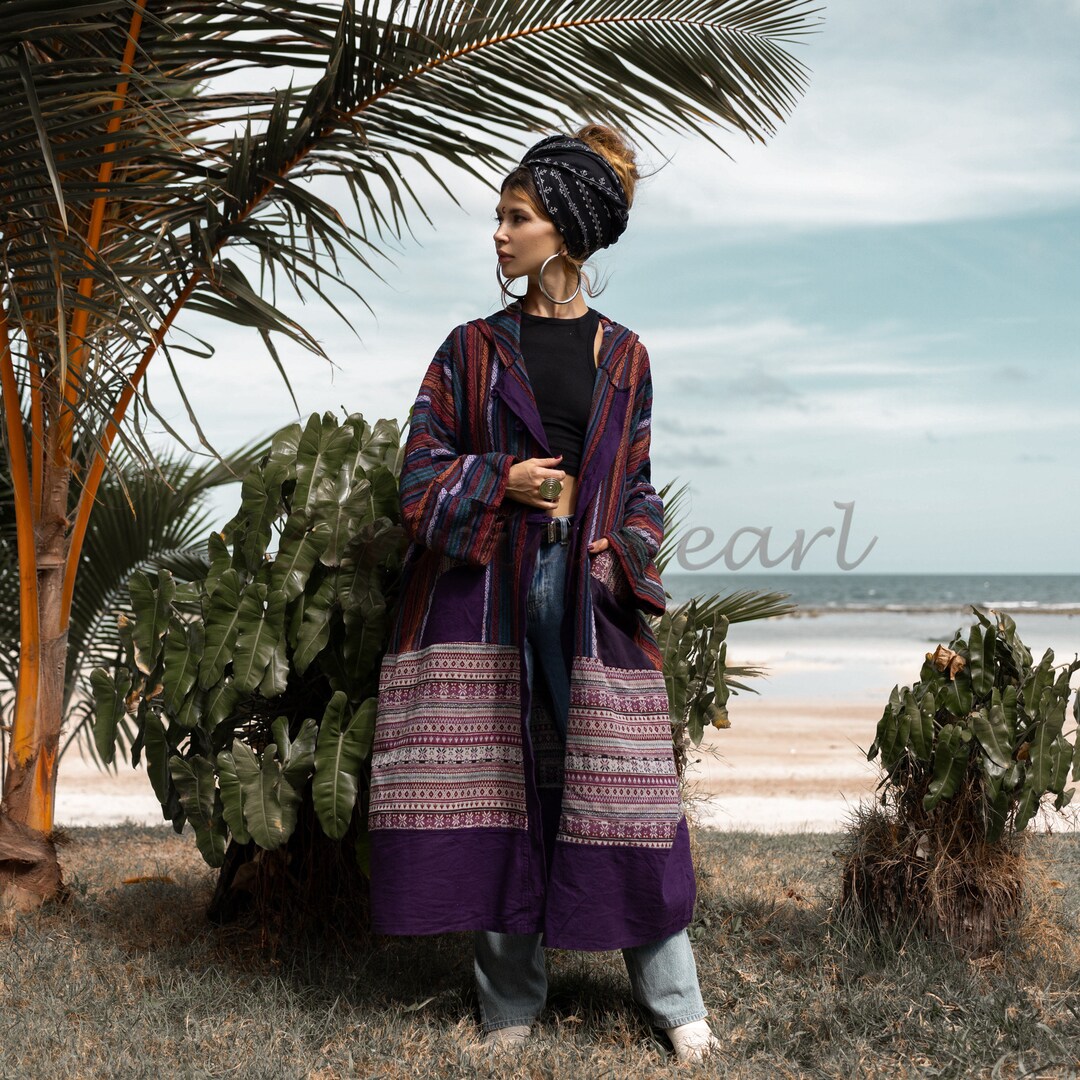 Patchwork Boho Duster Coat: Gheri Weave Ottoman Cotton Kimono - Ottoman ...
