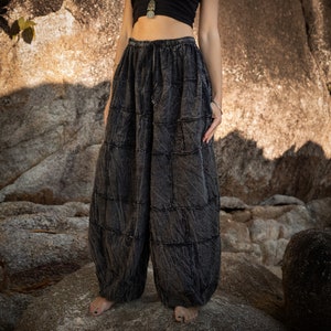 Chesa Patchwork Pants Straight Leg Boho Solid Patchwork Festival Women ...