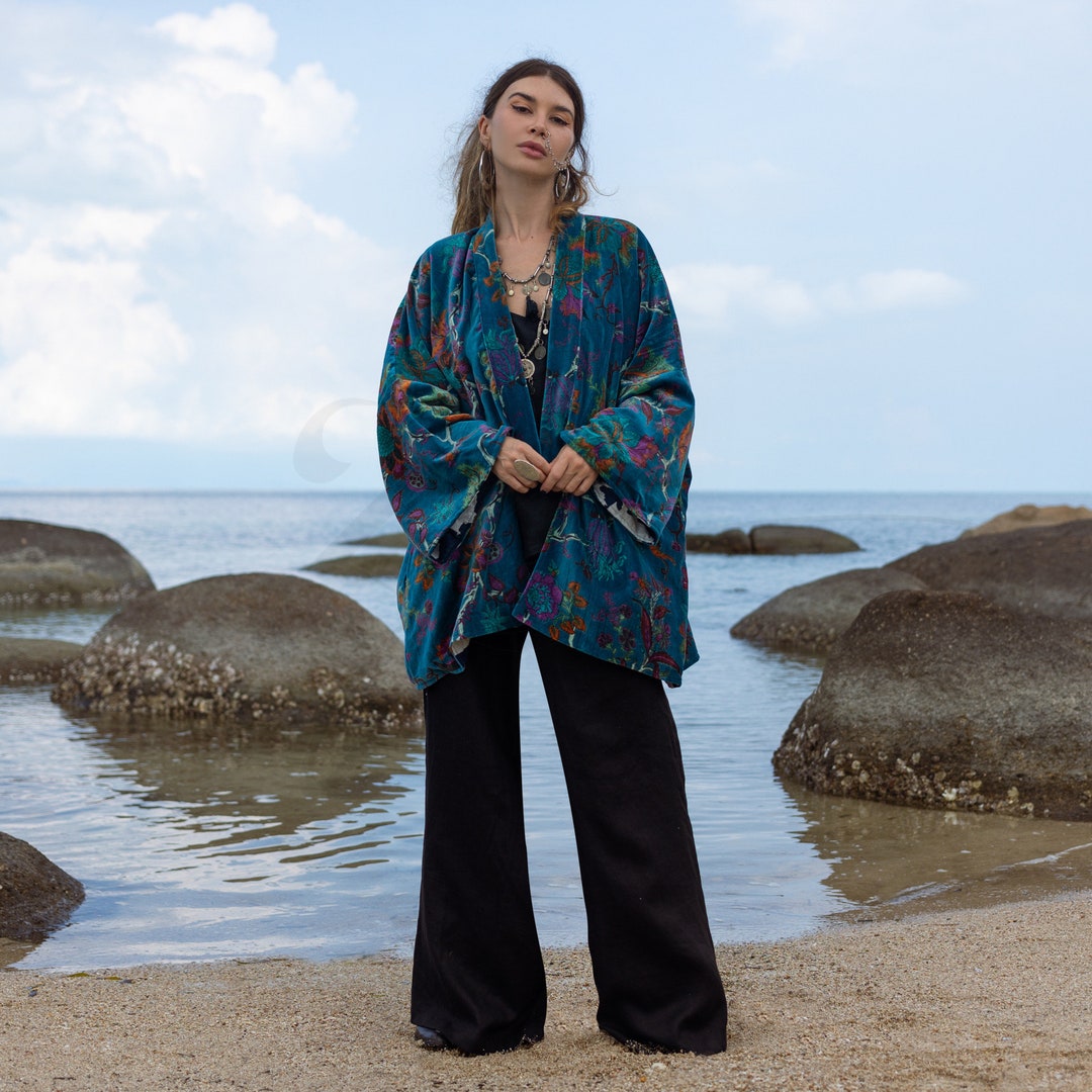 Handmade Cotton Velvet Boho Jacket - Zinnia Pearl - Inclusive Sizes ...