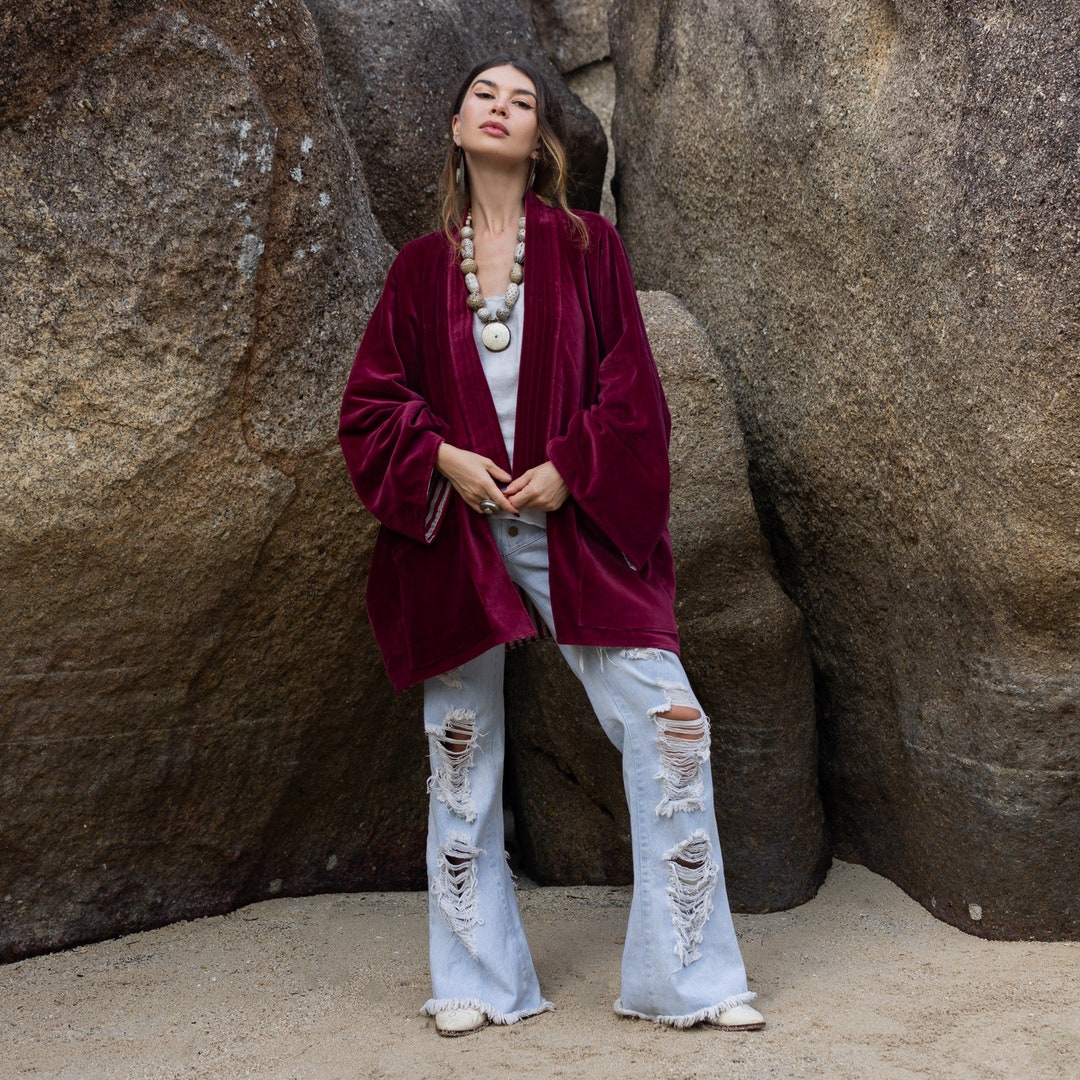 Mei Velvet Whispers Handmade Kimono Jacket for Boho Lovers Inclusive ...