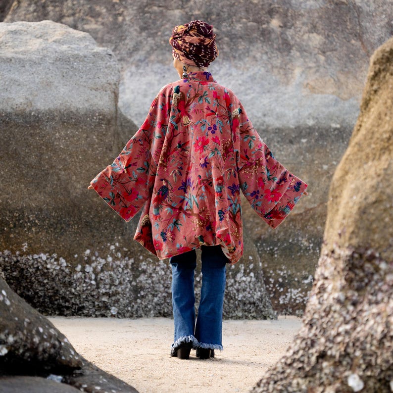 Velvet Kimono Jacket: Wild Nightingale Floral Coat - Mei - Etsy