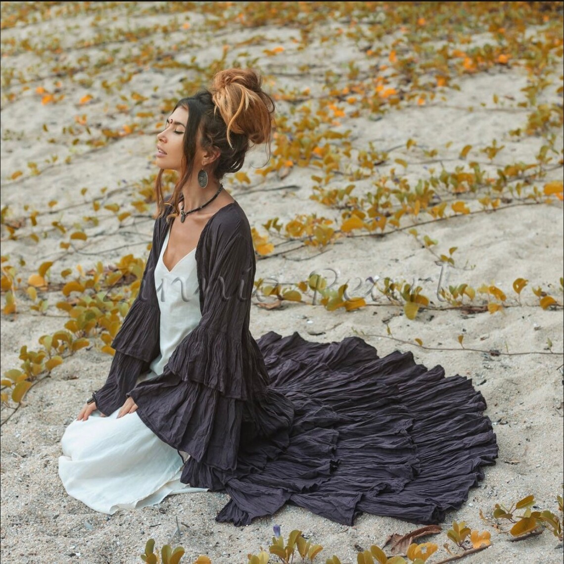 Bali Boho Hippie Maxi Tiered Ruffled Duster Kimono Festival - Etsy