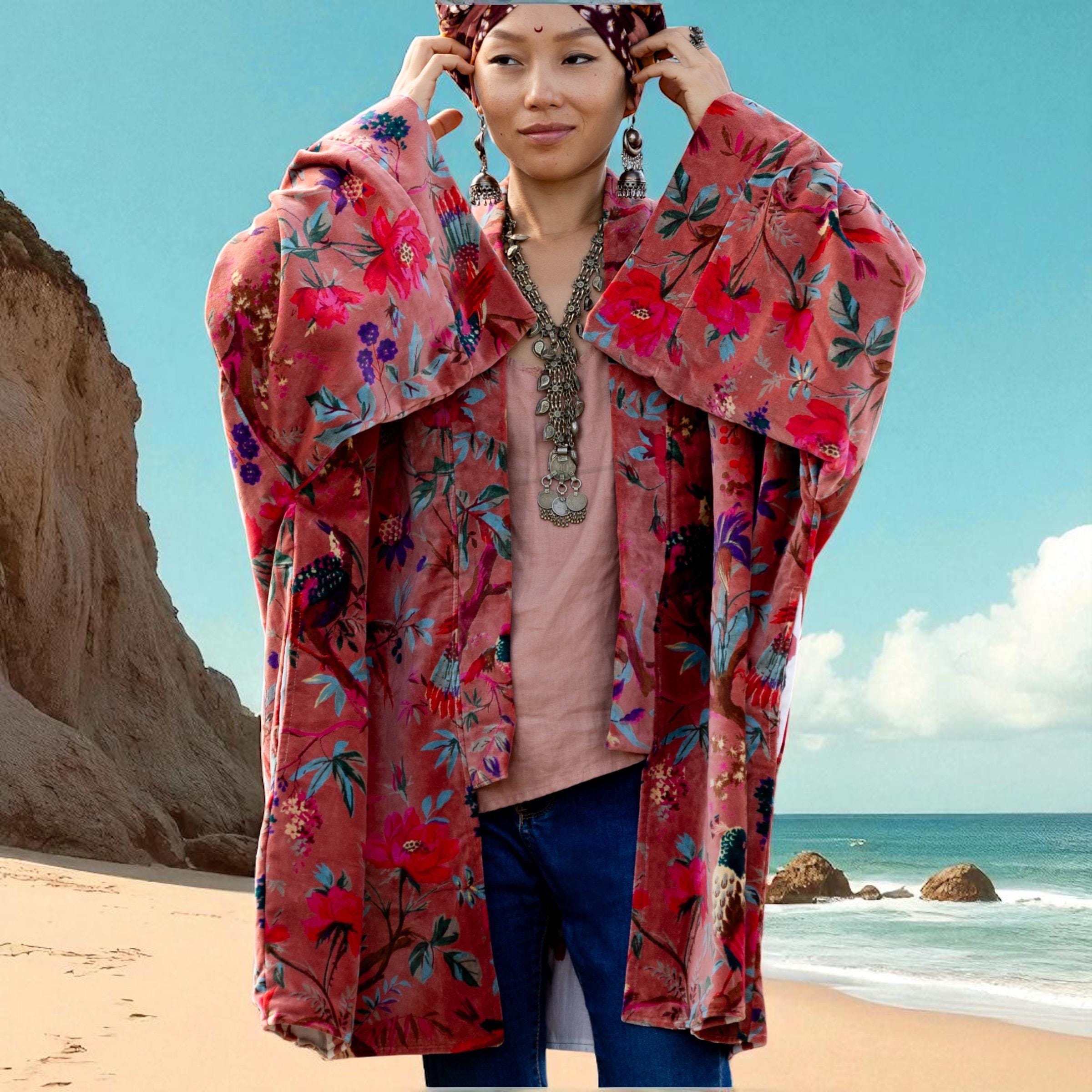 Velvet Kimono Jacket: Wild Nightingale Floral Coat - Mei - Etsy