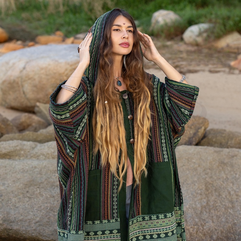 Handwoven Gheri Kimono Duster: Boho Patchwork Cotton Coat, Plus Size ...