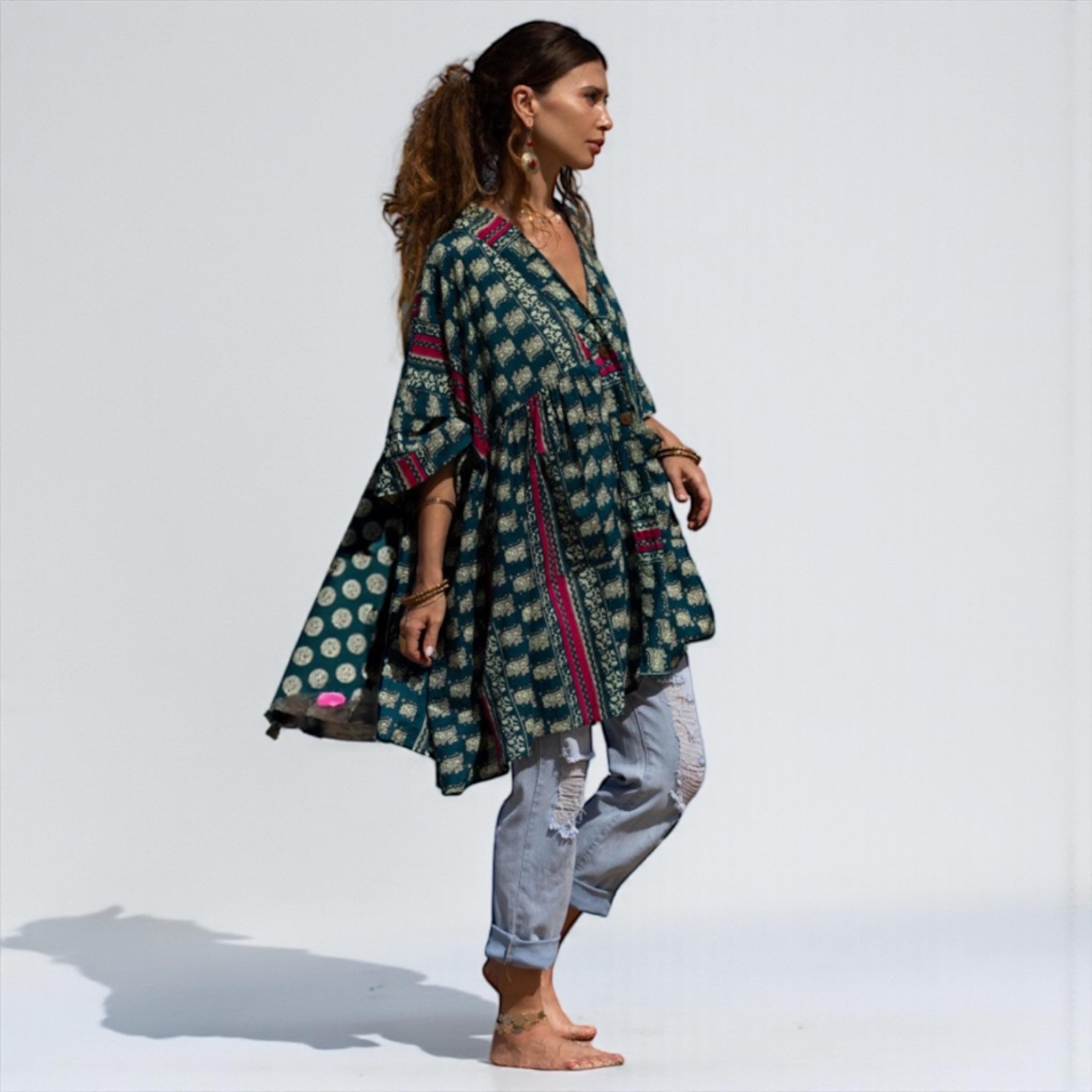 Bellina Cotton Boho Tunic With Pockets – Peacock Rose | Zinniapearl - Etsy